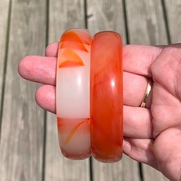 The Wild Willows | Jewelry | Two New Orange Jade Bangles | Poshmark